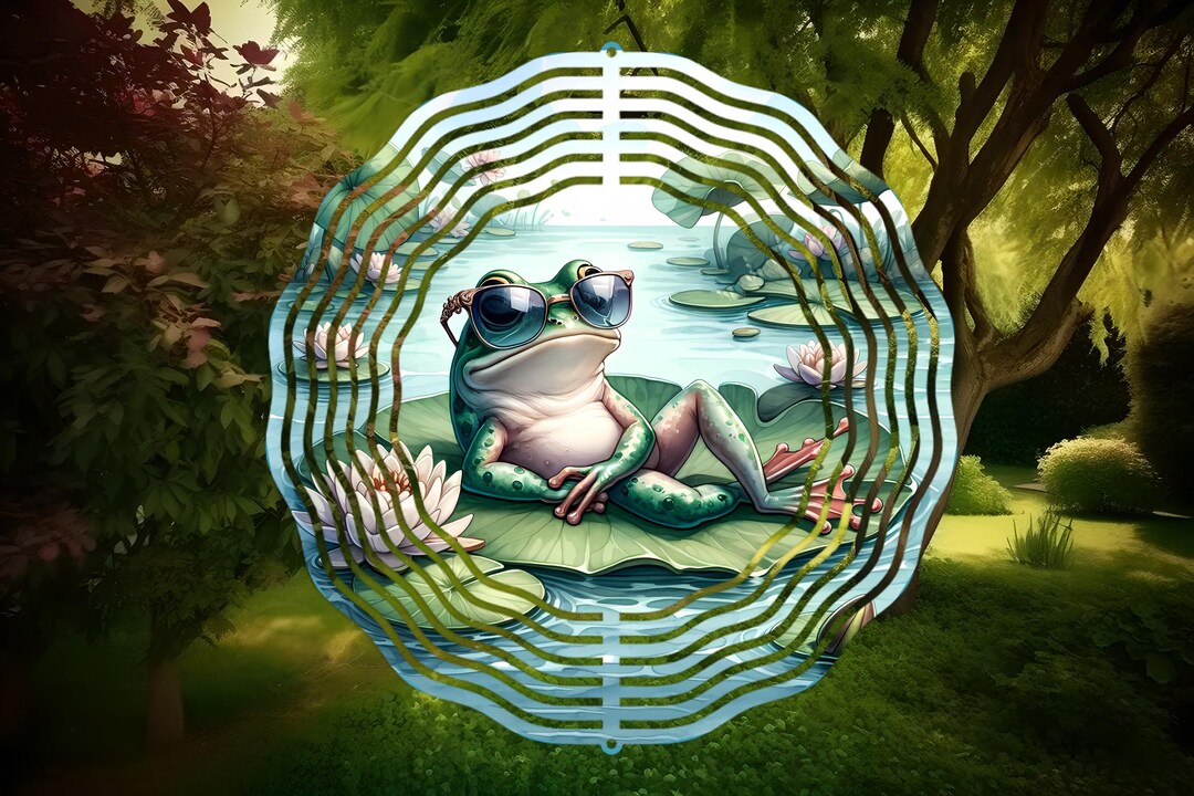 Frog Wind Spinner, Cute Frog, Outdoor Decor, Yard Art, Wind Spinner ...