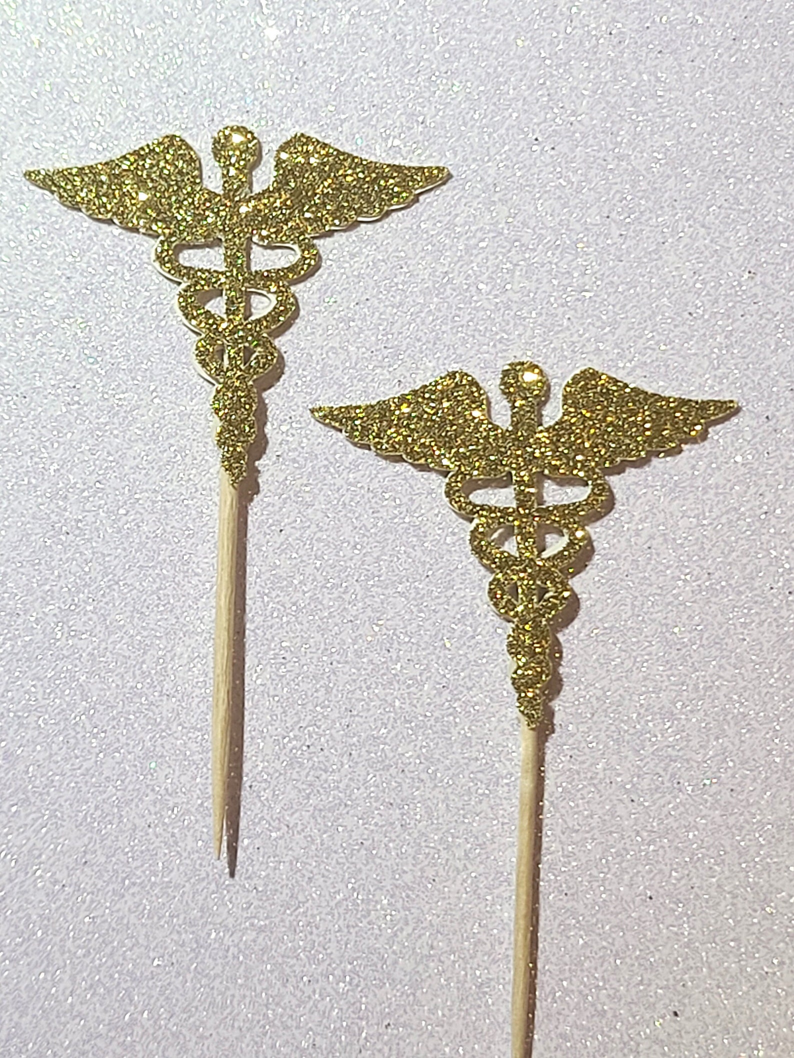 Caduceus Toppers, Caduceus Cupcake Toppers, Medical Cake Topper, 12 ...