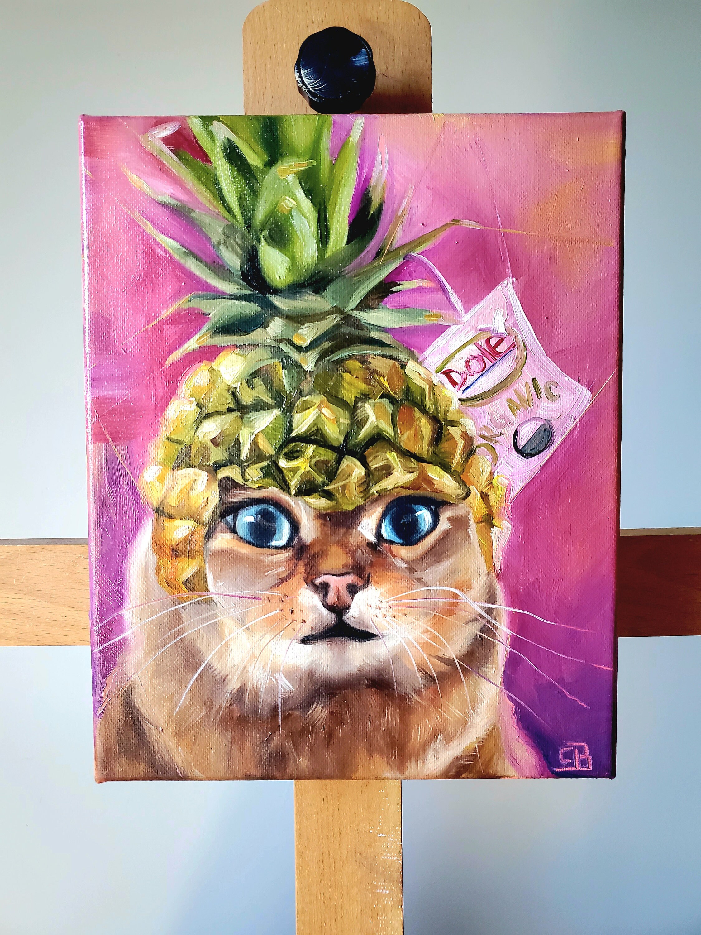 Pineapple Cat Art Cute Painting Pineapple Art for Wall Décor Art for ...