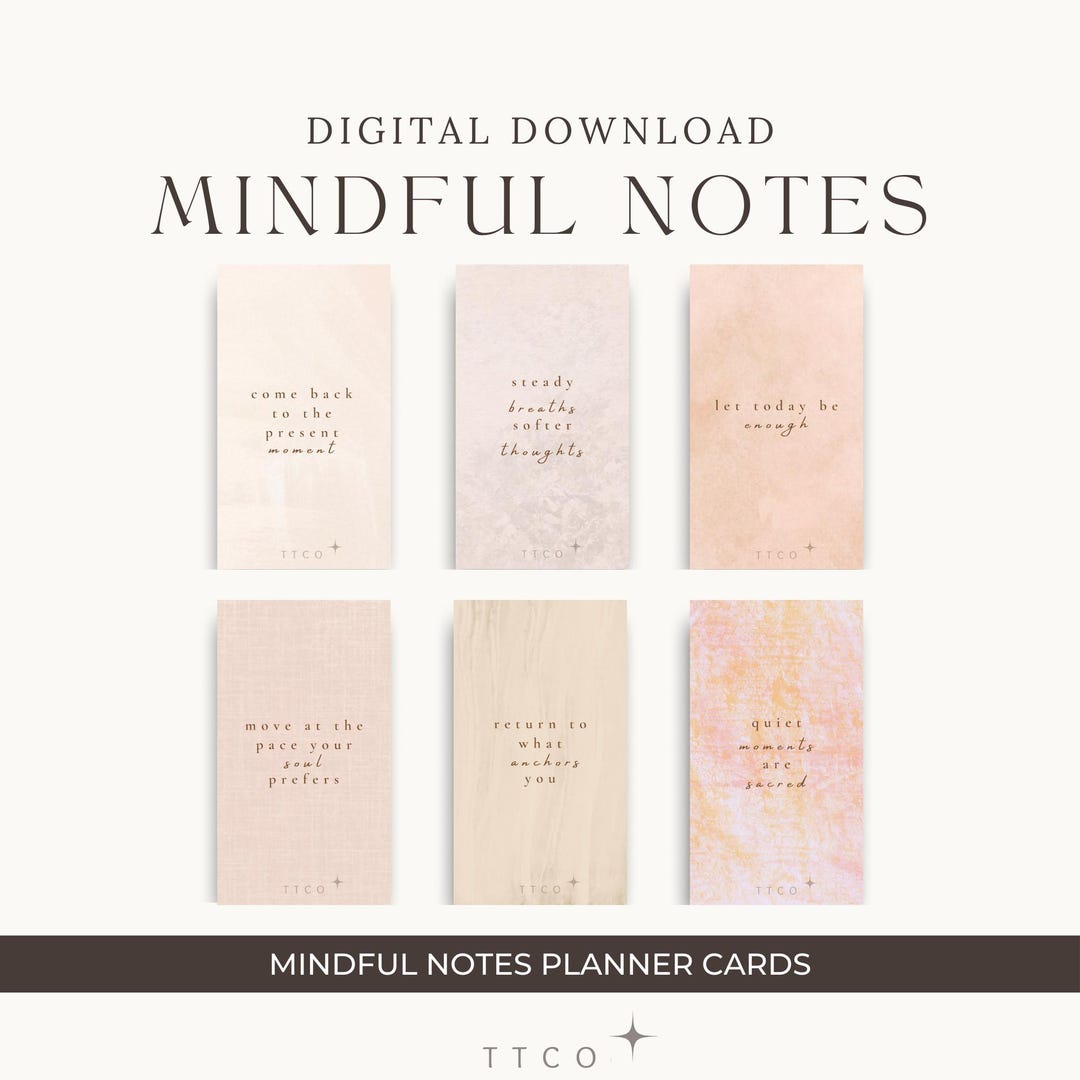 Mindful Notes Planner Cards Printable | 2x3.5 Pocket Cards | Digital ...