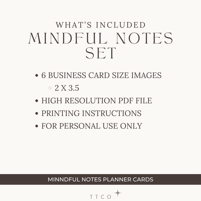 Mindful Notes Planner Cards Printable | 2x3.5 Pocket Cards | Digital ...
