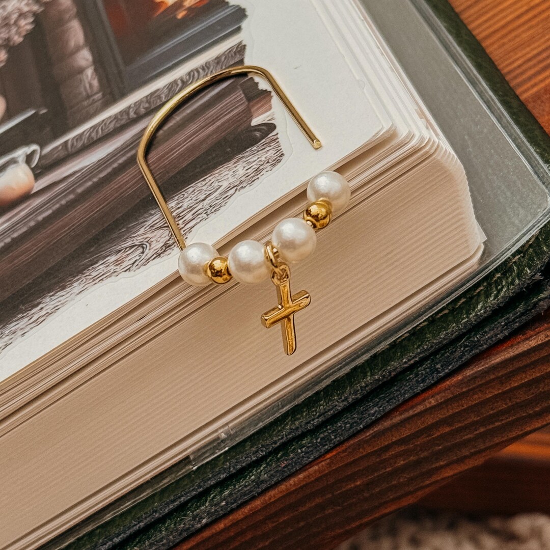 Pearl Cross Paperclip | 18k Gold Plated Planner Accessory - Etsy