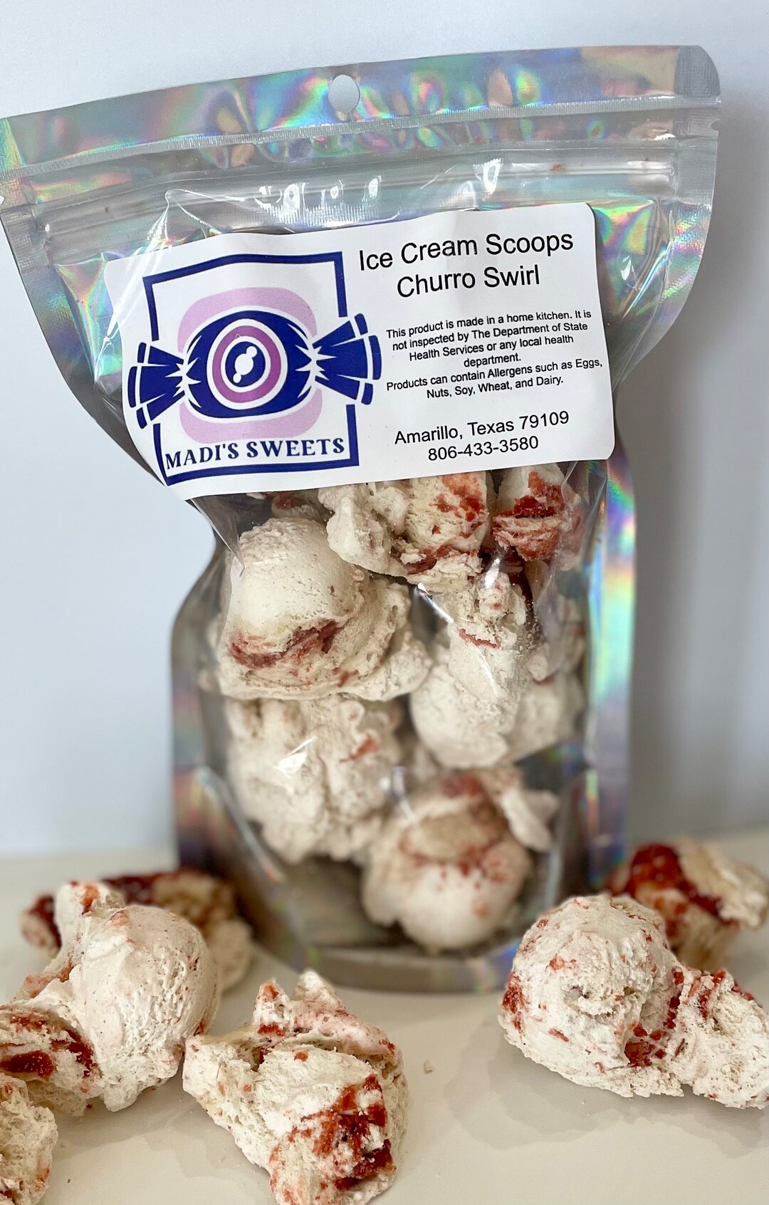 Freeze Dried Churro Swirl Ice Cream Scoops - Etsy