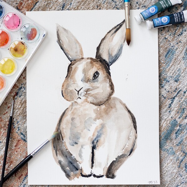 Watercolor Bunny - Etsy
