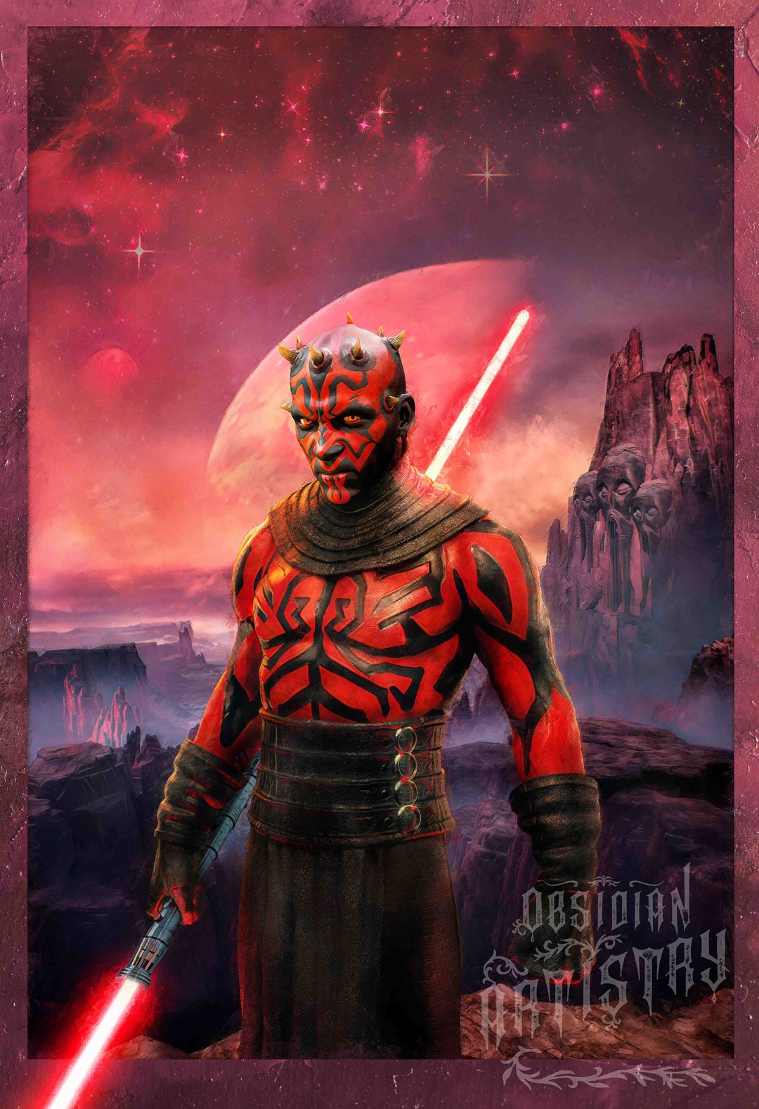 Darth Maul Poster Lightsaber High-quality Poster Large and Small Sizes ...