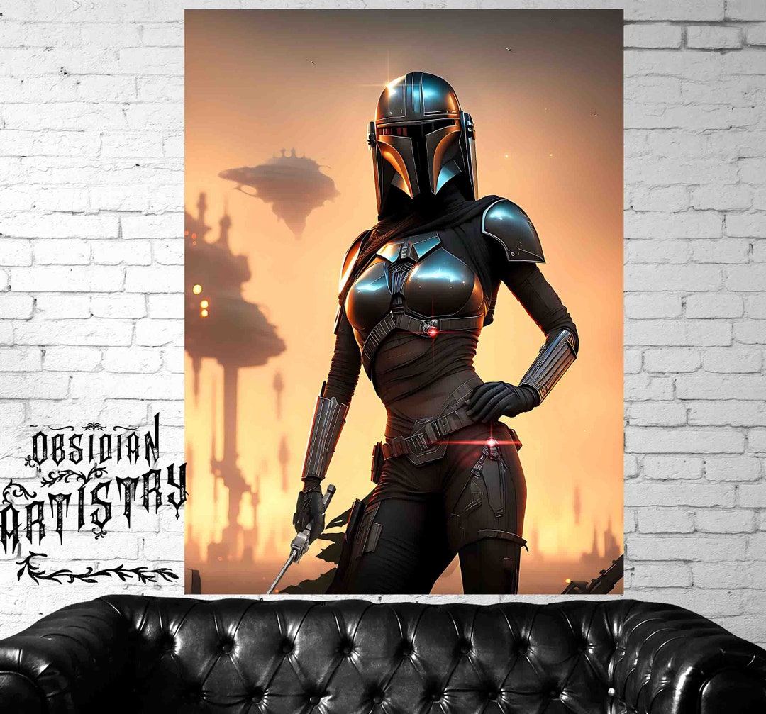 Sexy Mandalorian Poster Lightsaber High Quality Poster Large And Small Sizes Star Wars Jedi