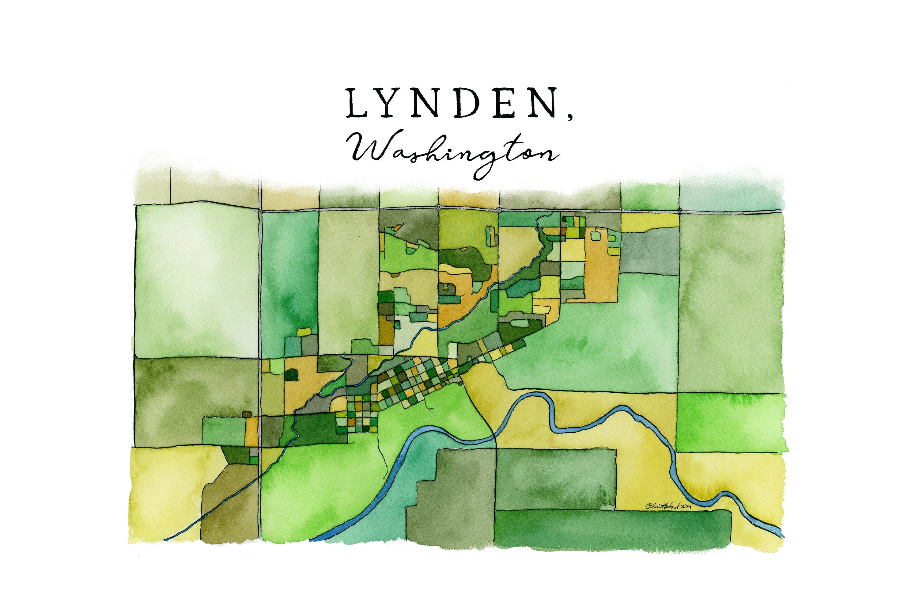 Lynden, Washington Map | Watercolor Map | Giclee Art Print of ...
