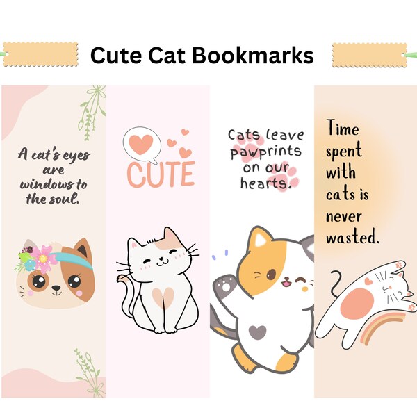 Cat Bookmark Svg - Etsy