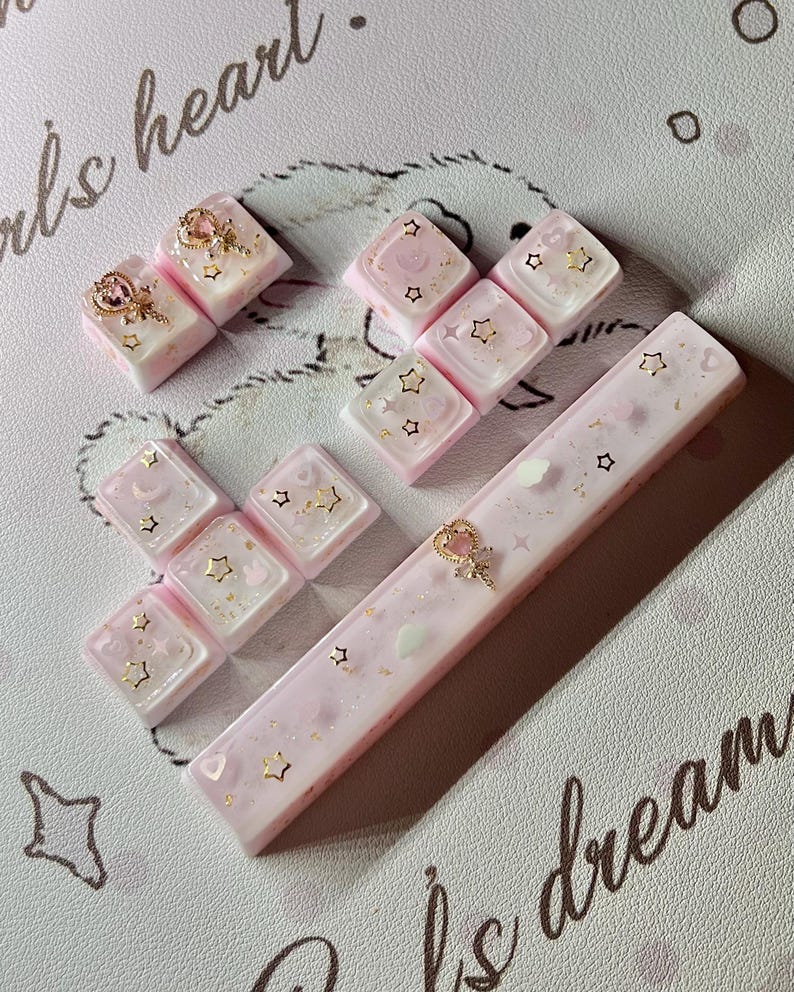 Magical Girl Keycaps • Backlit Light Pink & Gold • Ready-to-ship - Etsy