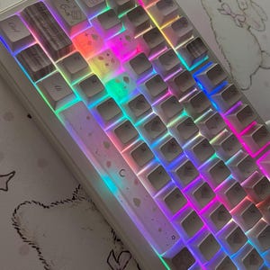 Sakura Sky Keycaps • Backlit Light Pink & Silver • Ready-to-ship - Etsy