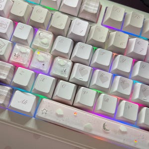 Peachy Sky Keycaps • Backlit Pale Pink & Silver • Ready-to-ship • RARE ...