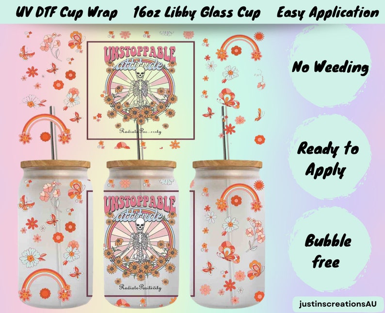 Uv Dtf Cup Wrap Transfers Ready To Press Transfer Etsy Australia