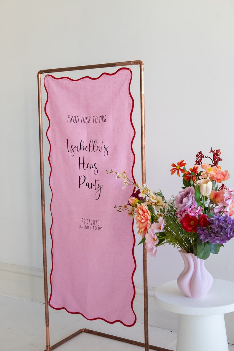 Personalized Linen Hens Party Sign: Pink Bridal Shower Decor - Etsy ...