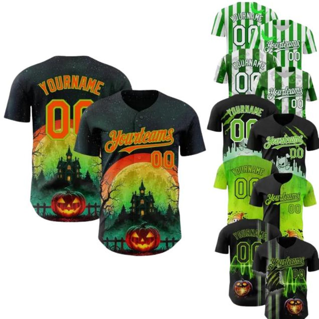 Custom Haunted House Baseball Jersey, Halloween Team Shirt With Name ...
