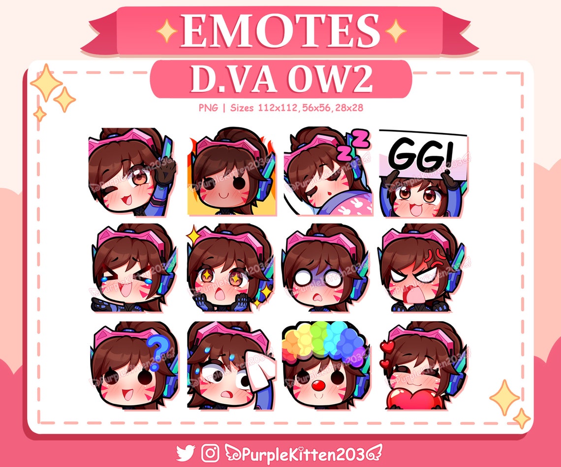Overwatch 2 / D.VA 12 Emotes Pack 1 / D.VA Emotes / Overwatch 2 Emotes ...