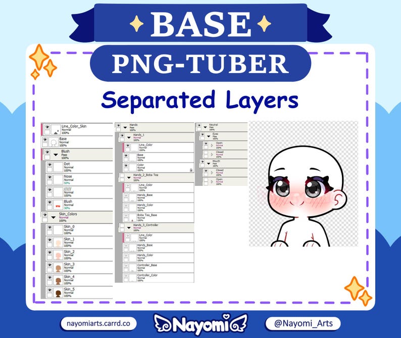 PNGTuber Base Pack / Custom PNGTuber / Twitch Streamer / Veadotube Mini ...