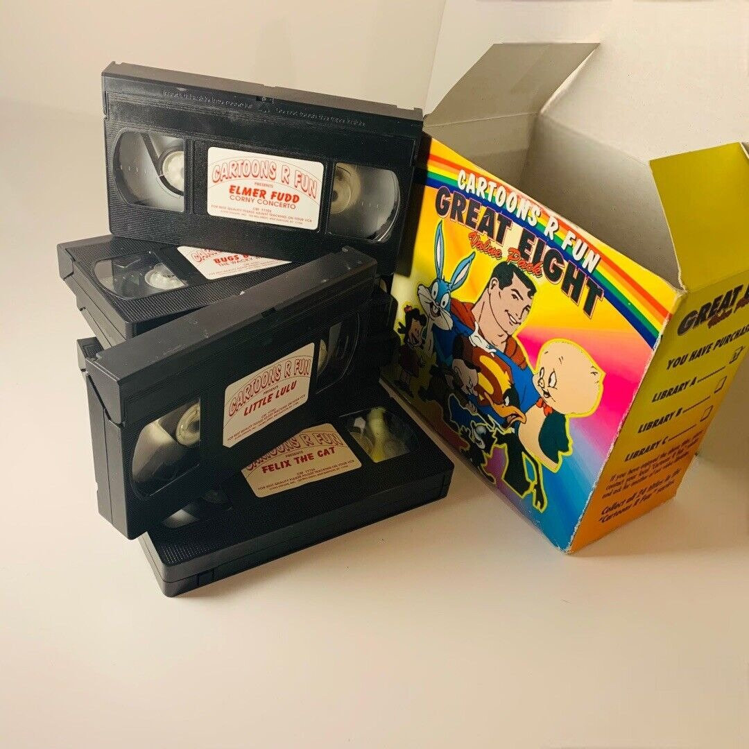 Vintage VHS Cartoons. 8 Tapes Featuring Superman, Bugs, Lulu, Etc ...