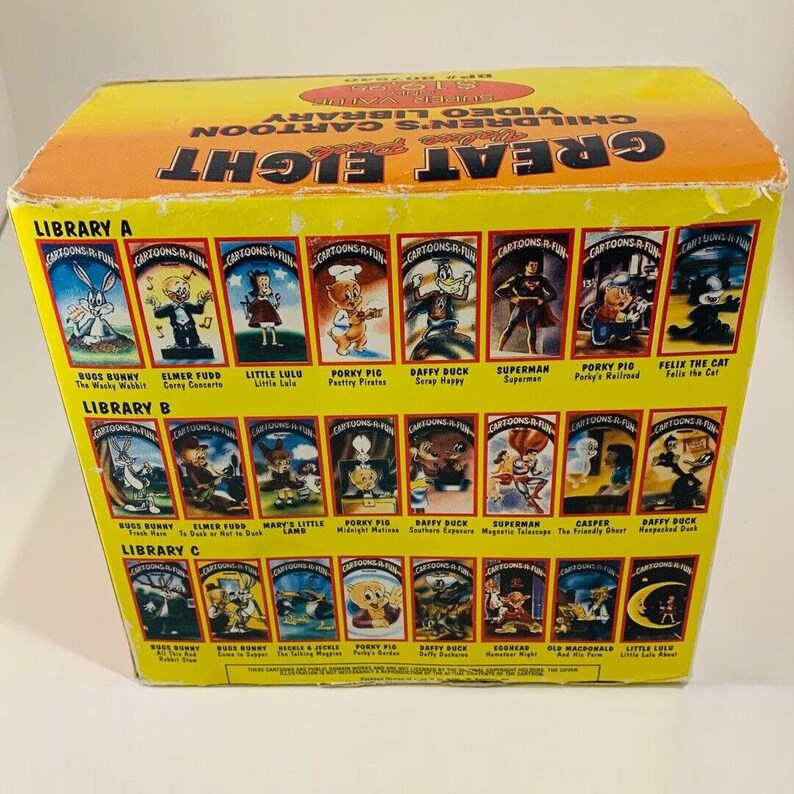 Vintage VHS Cartoons. 8 Tapes Featuring Superman, Bugs, Lulu, Etc ...