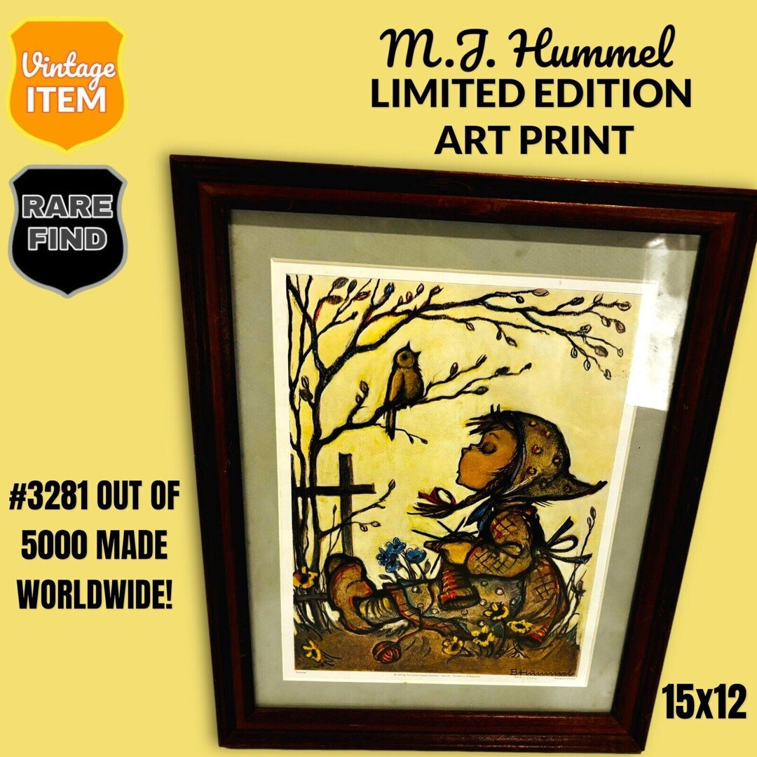 Framed Hummel Girl Singing With Bird. Signed Limited Edition Art Print ...
