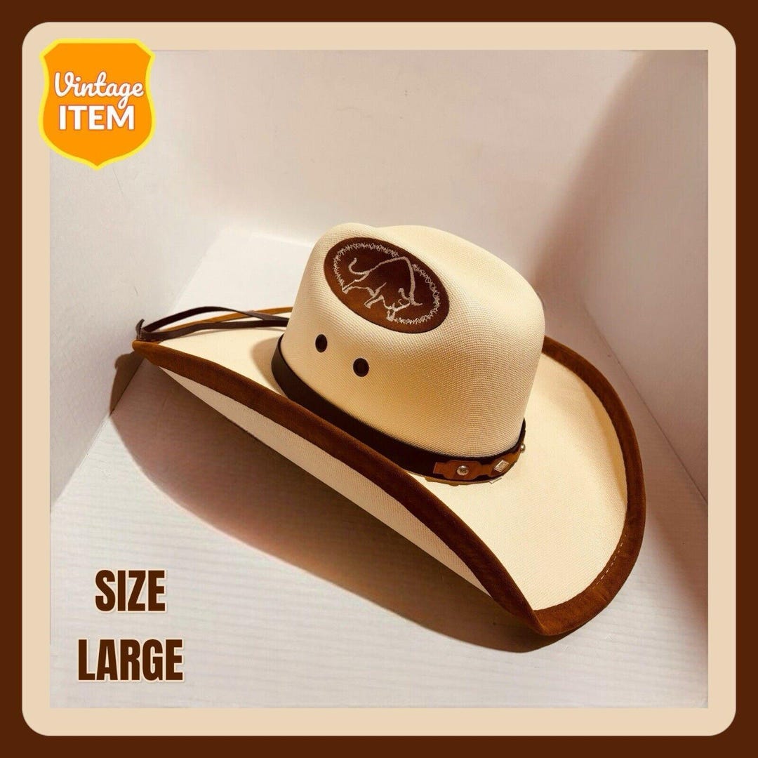 Vintage Vented Ranch Cowboy Hat. Made in Mexico. Straw 58 7 1/4 Size ...
