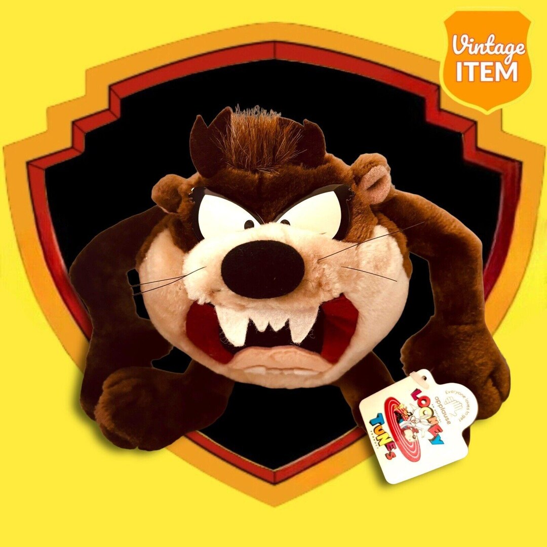 Vintage 94 Taz Looney Tunes Applause Tasmanian Devil Stuffed Animal ...