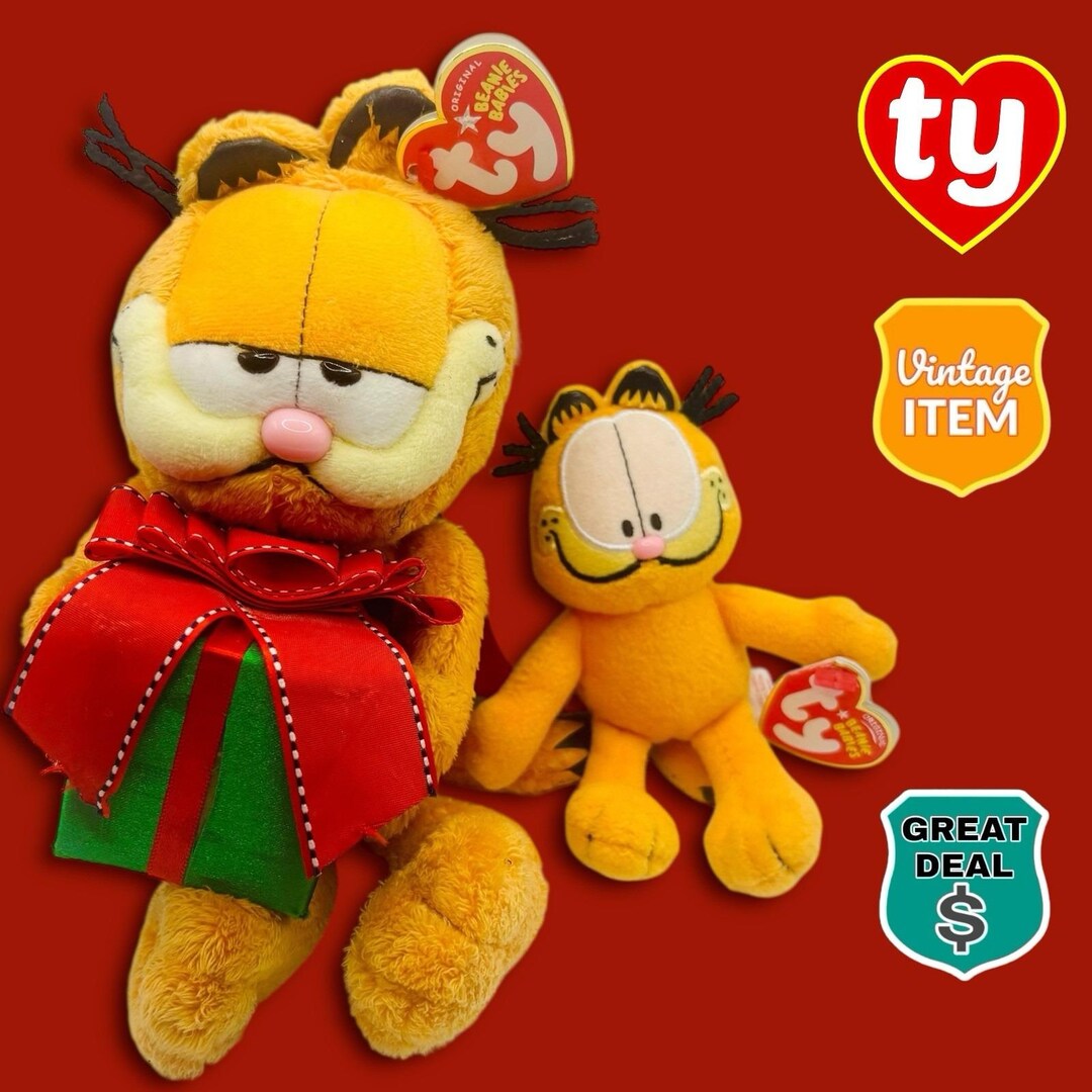 Ty Beanie Baby Garfield Cat "happy Holidays" 9" Plush & 6” Inch ...