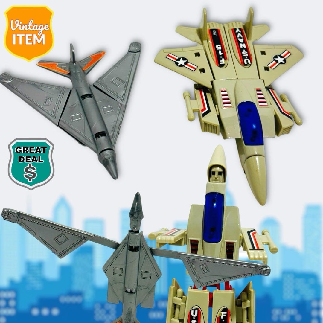 Vintage Transforming Robots. US Navy Jet F-15 Robot Maisto Action ...