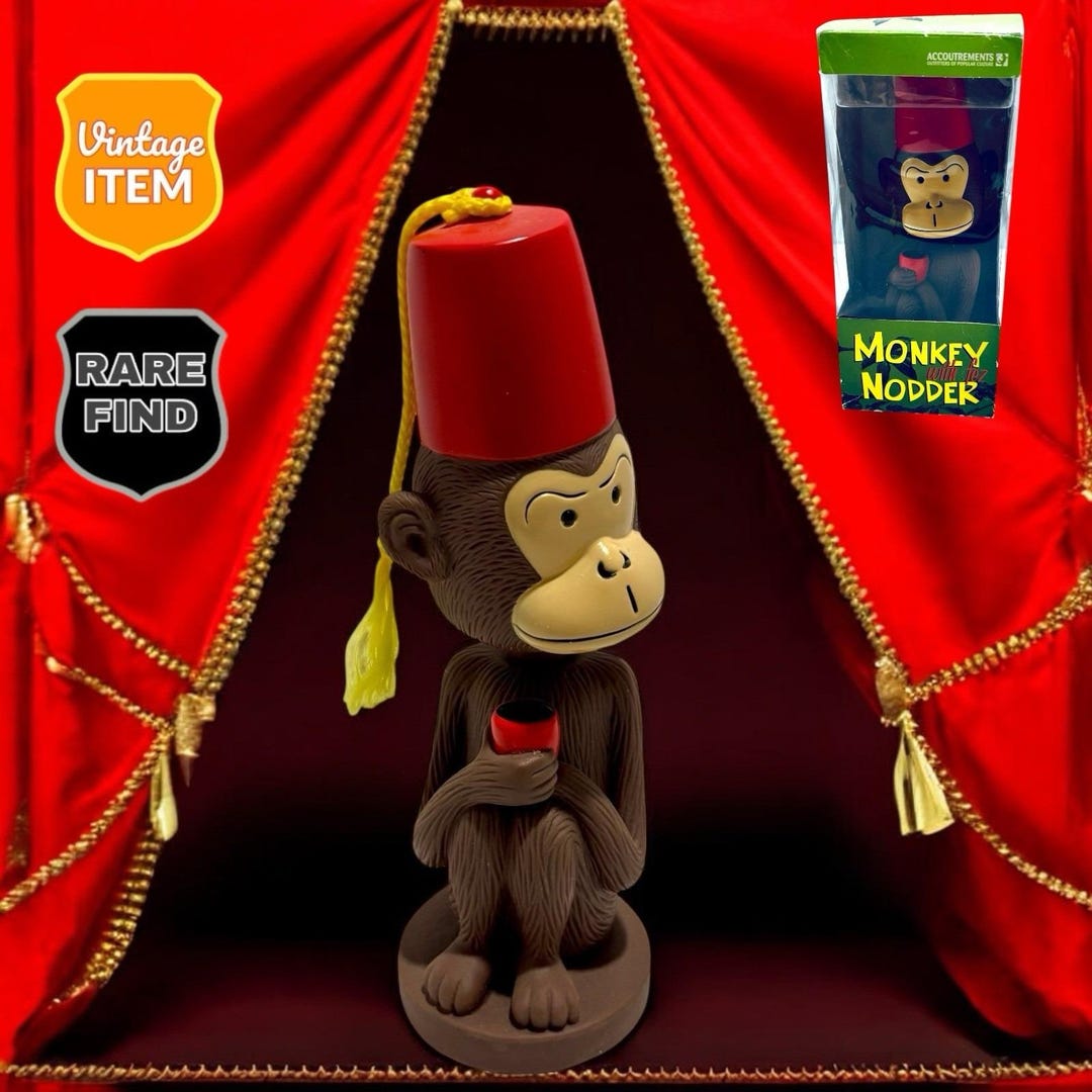 Vintage Monkey With FEZ Bobble Head Nodded by Accoutrements Shriner ...