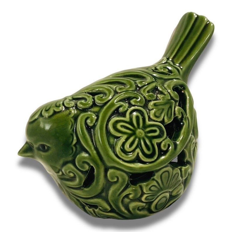 Vintage Olive Green Bird Figurine With Decorative Wing Cut Outs. - Etsy