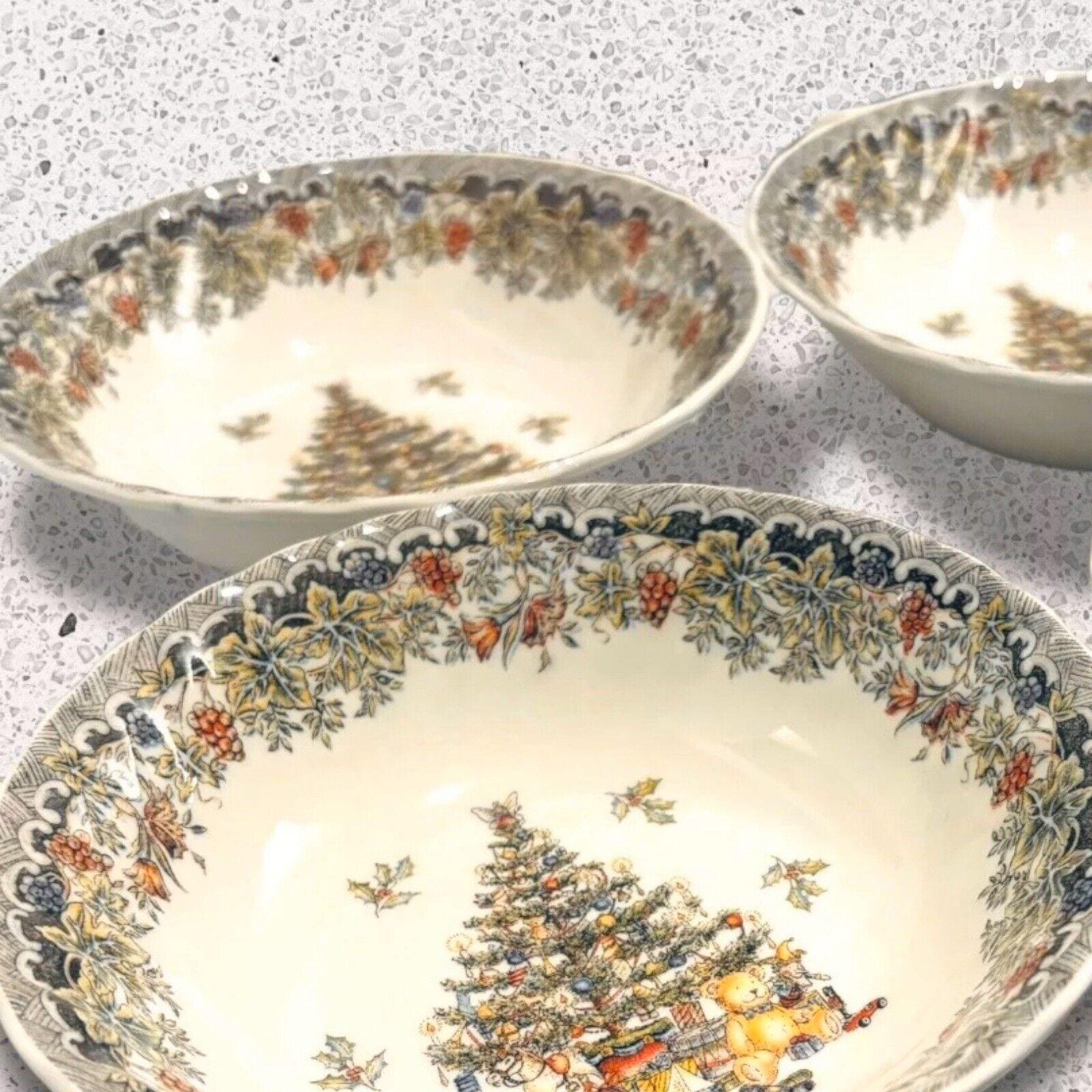 3 Vintage Queens Seasons Greetings Dinner Plates & Bowls. Myott Factory ...