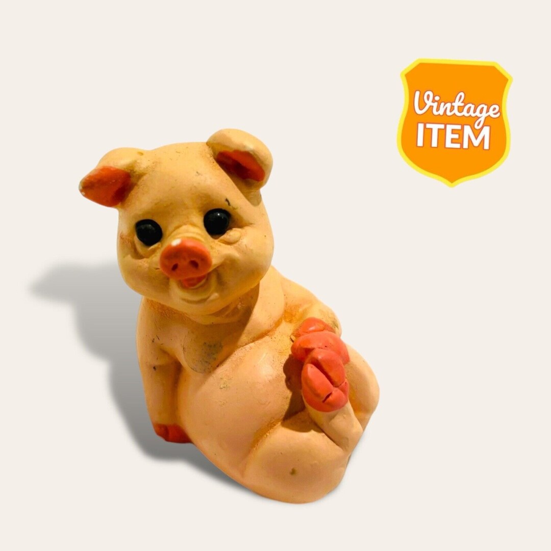 Vintage Miniature Pink Ceramic Pig Figurine. SUPER CUTE! Rare & Hard to ...