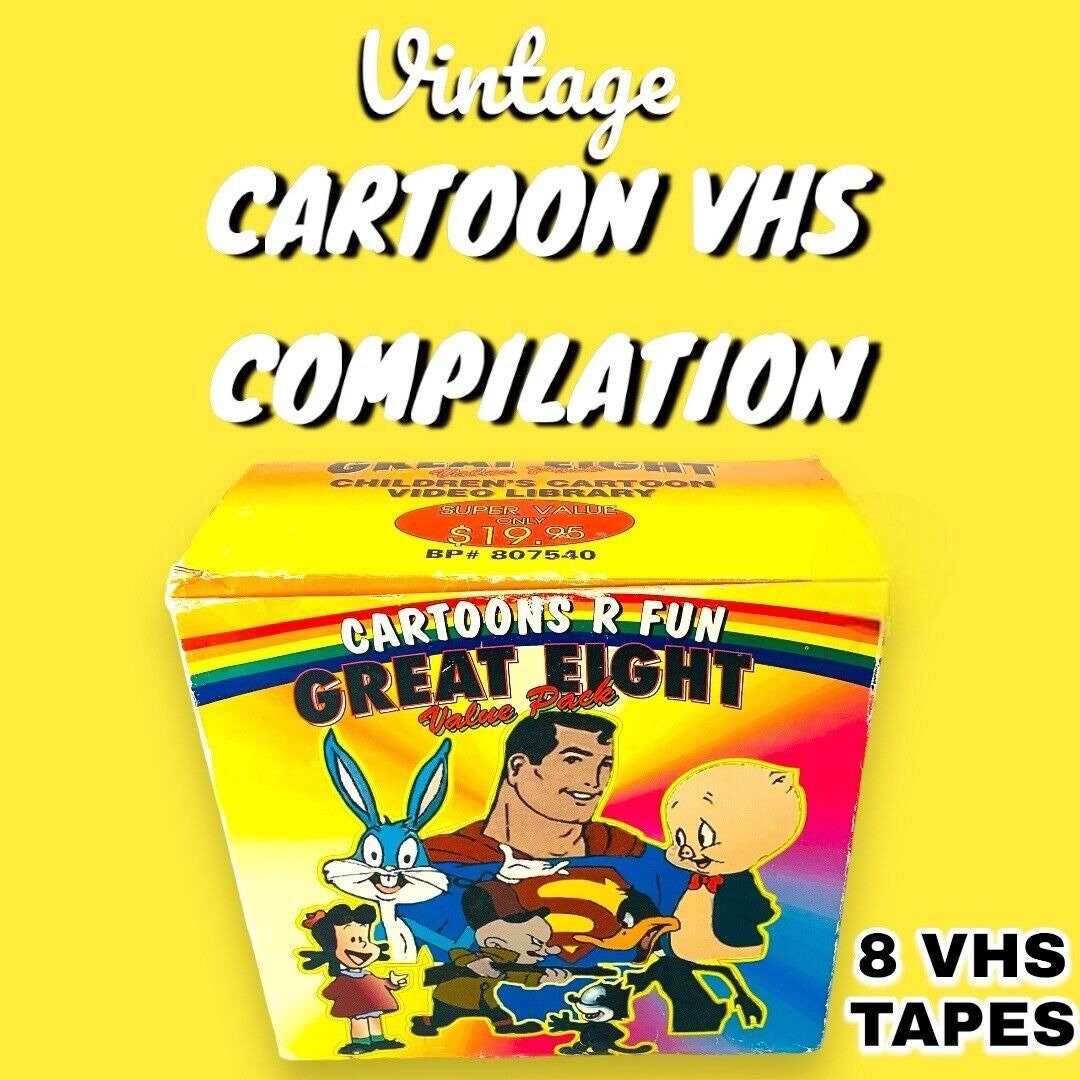 Vintage VHS Cartoons. 8 Tapes! Featuring Superman, Bugs, Lulu, Etc ...