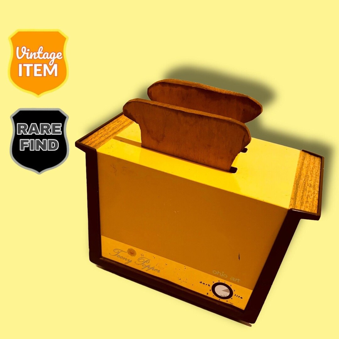 Vintage Teeny Popper Metal Yellow Kids Toaster With Wood Play Toast ...