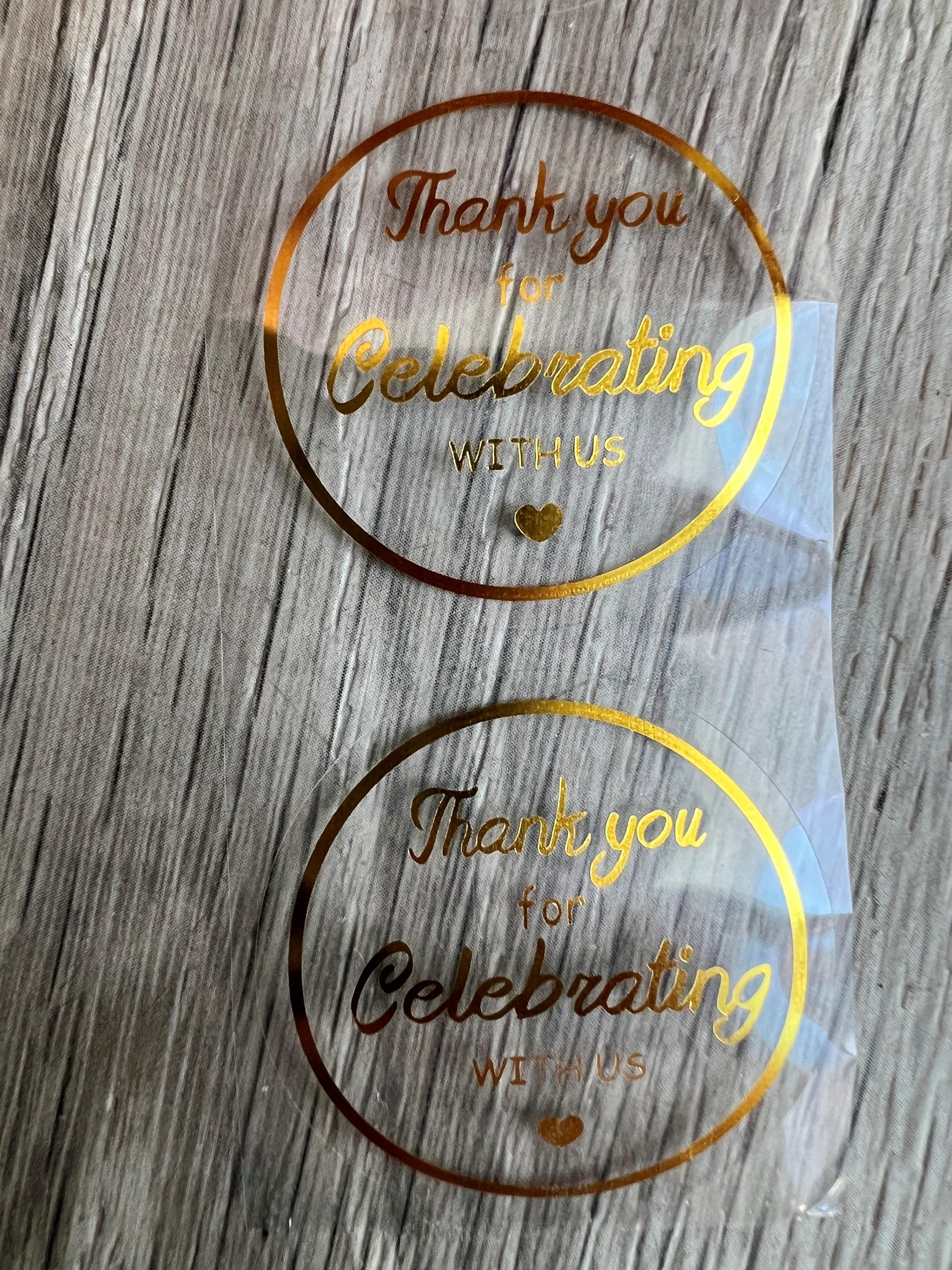 Gold Foil Thank You for Celebrating Stickers, Clear Thank You Stickers ...