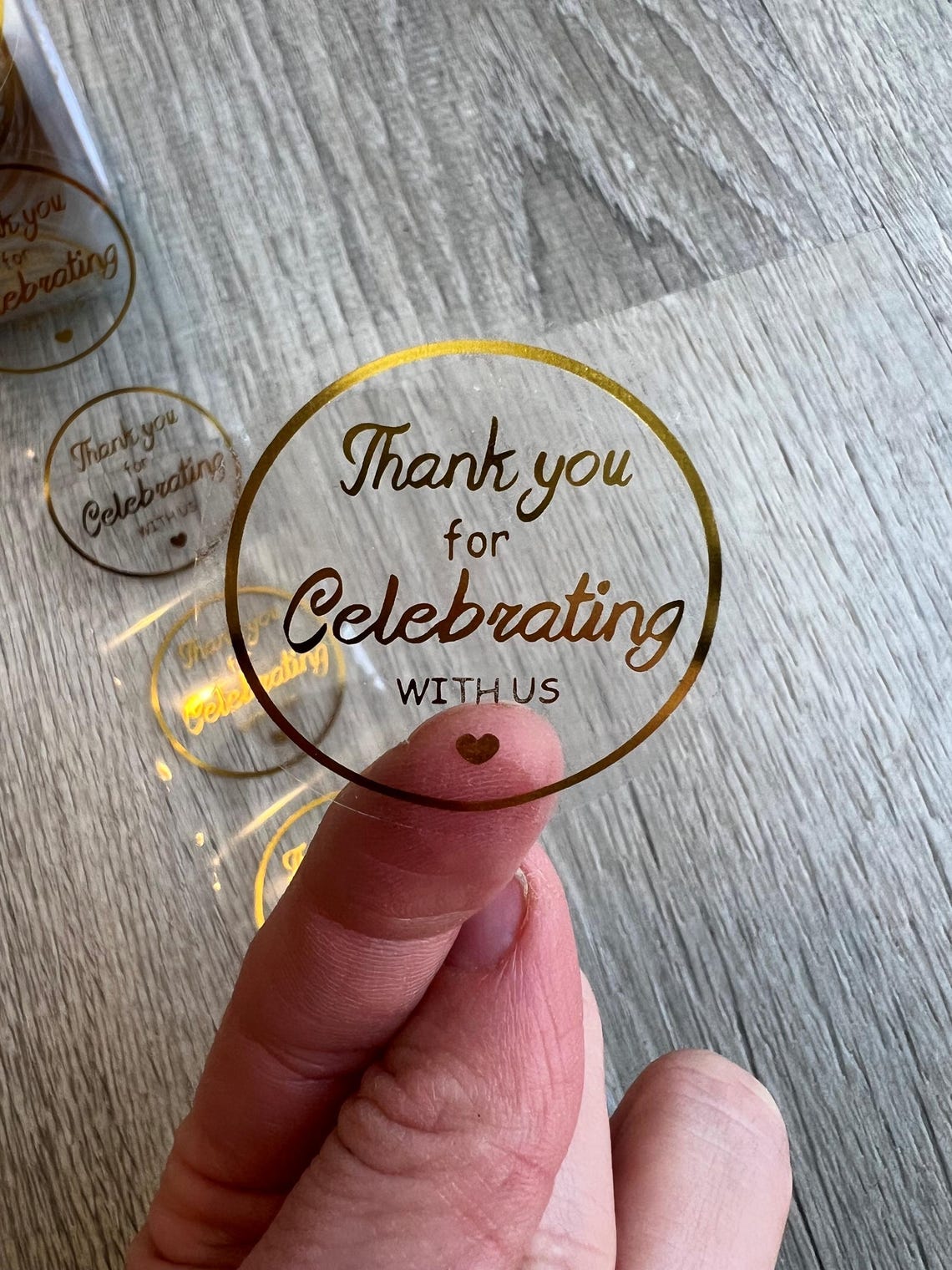 Gold Foil Thank You for Celebrating Stickers, Clear Thank You Stickers ...