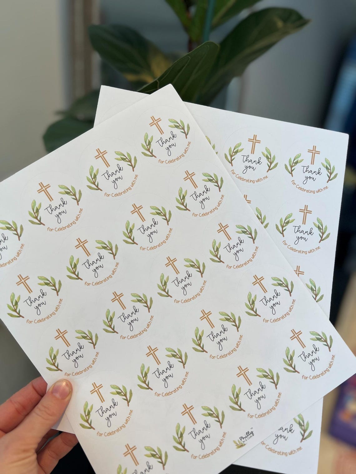 First Holy Communion Favor Stickers 1st Holy Communion Greenery Gold ...