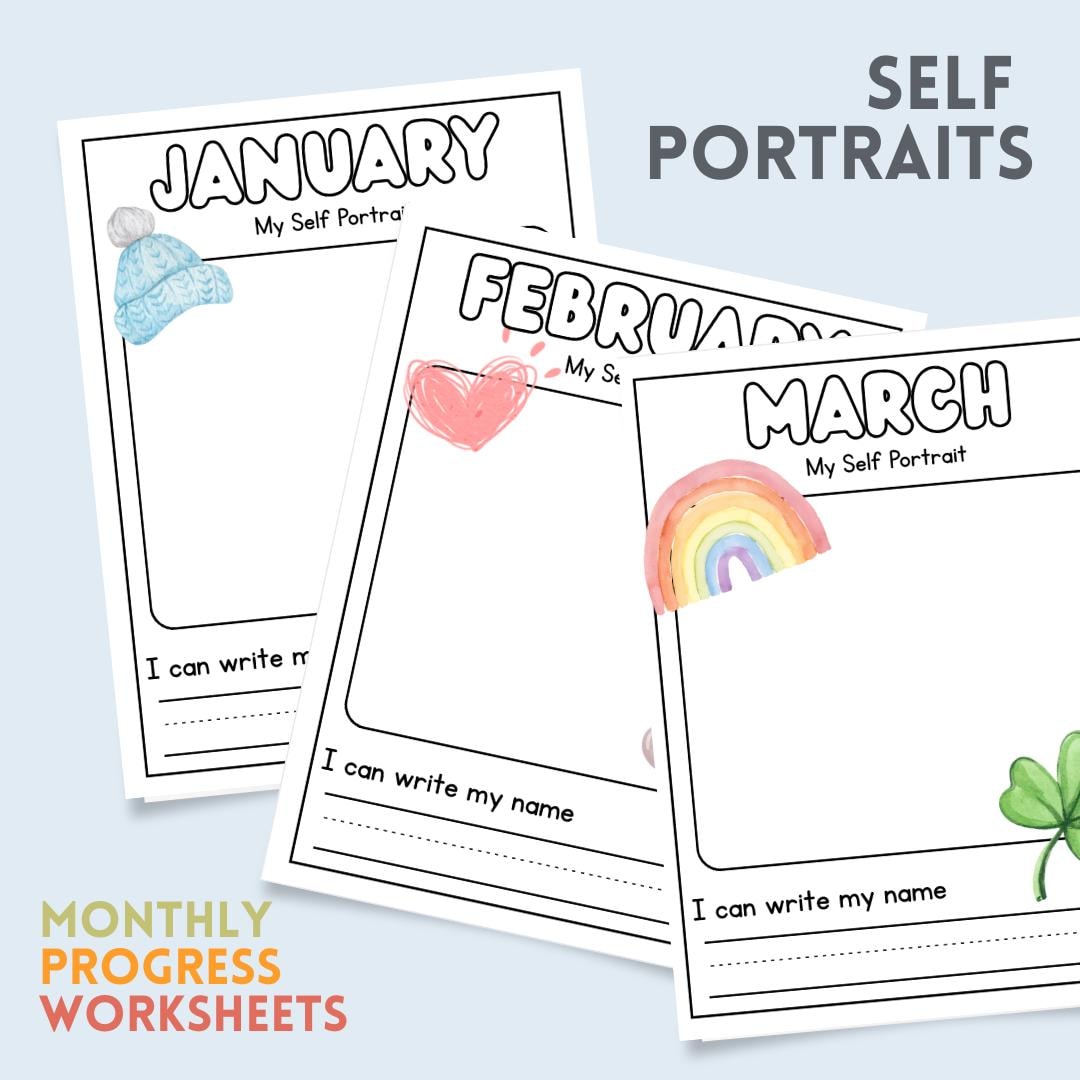 Monthly Self Portrait Worksheet: Preschool & Kindergarten Activity ...