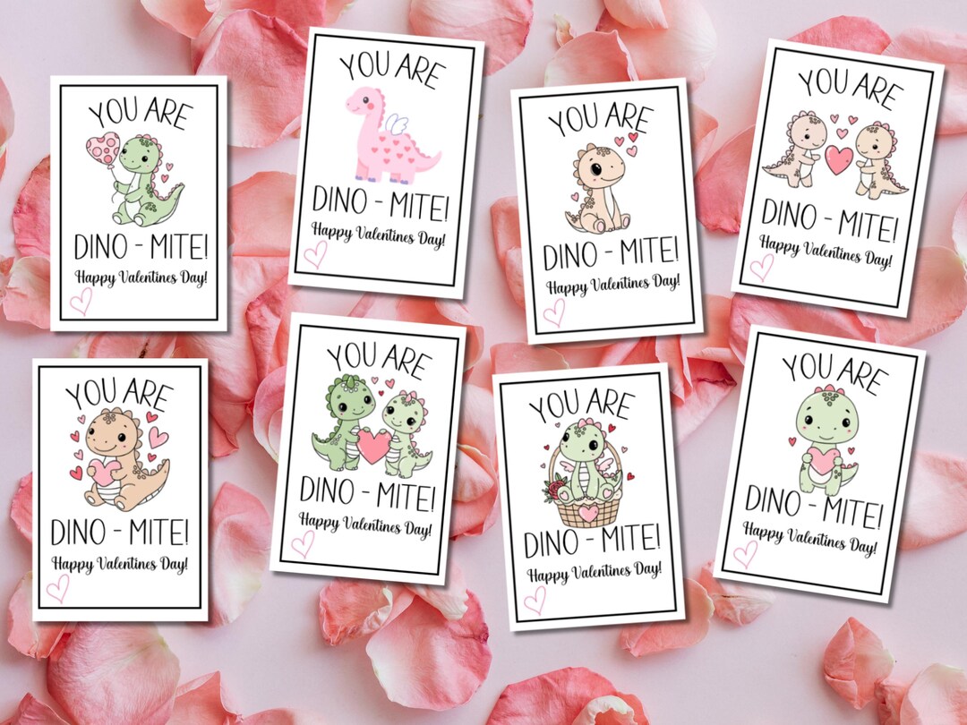 Printable Valentines Cards, You Are Dino-mite, Dinosaur Valentines ...