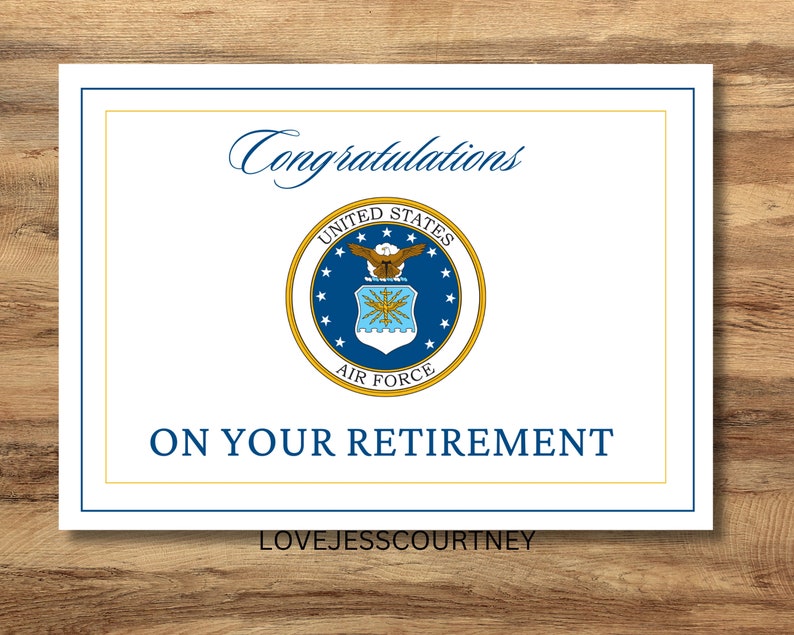 Printable Air Force Retirement Congratulations Card 5x7 Digital ...