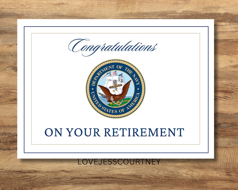 Printable Navy Retirement Congratulations Card 5x7 Digital Download U.S ...