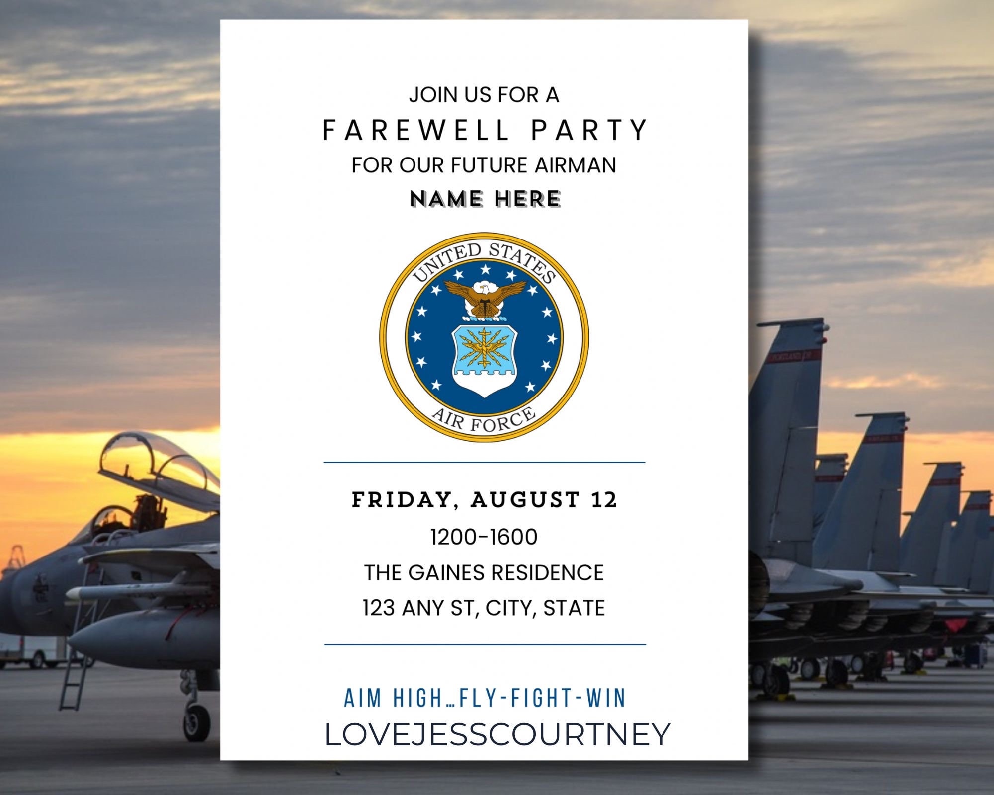 Editable U.S. Air Force Farewell Party Invitation Military Sendoff ...