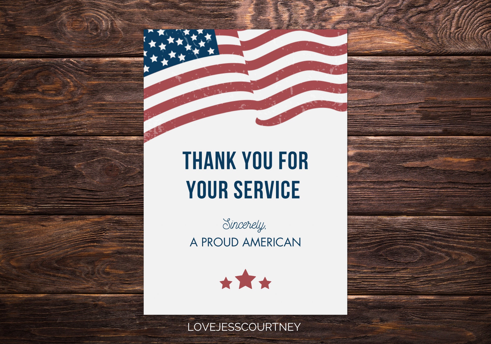 Military Thank You Cards, Veteran Thank You, Patriotic Thank You Card ...