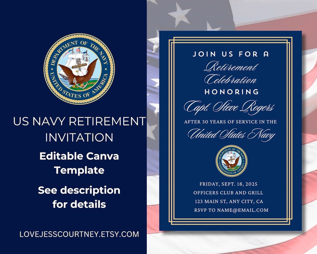 Editable U.S. Navy Retirement Invite Template Navy Retirement ...