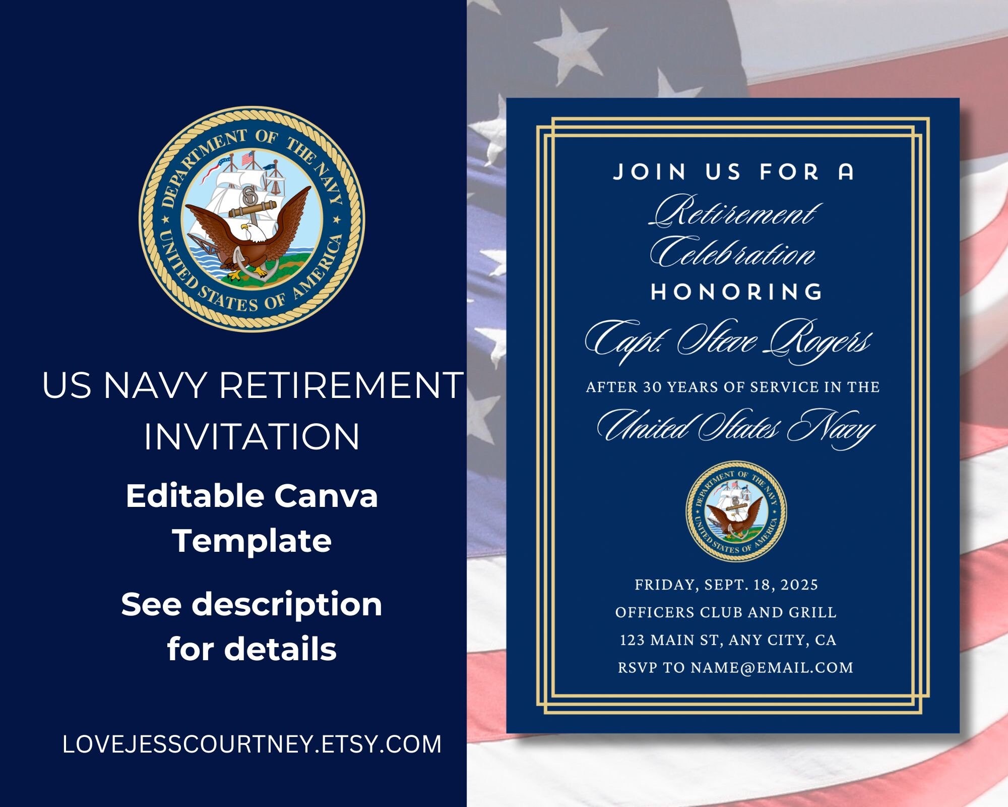 Editable U.S. Navy Retirement Invite Template Navy Retirement ...