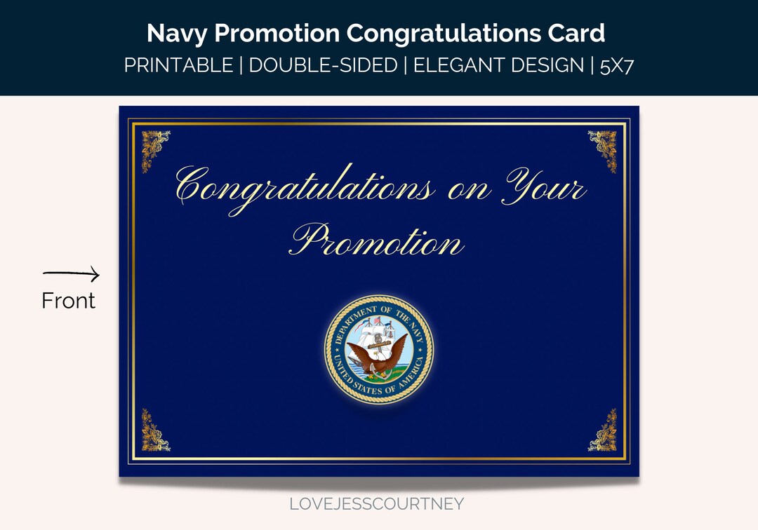 Printable Navy Promotion Card, Navy Promotion Congrats, USN Promotion ...