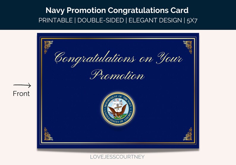 Printable Navy Promotion Card, Navy Promotion Congrats, USN Promotion ...