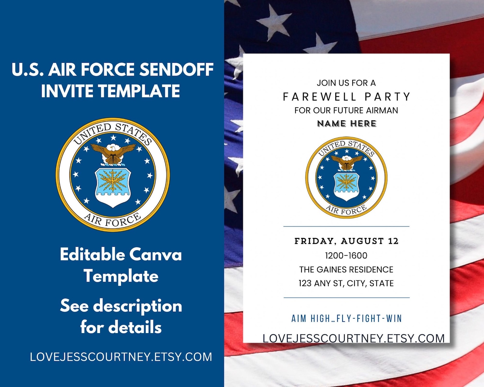 Editable U.S. Air Force Farewell Party Invitation Military Sendoff ...