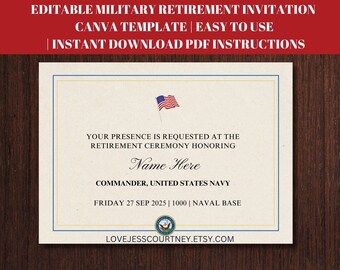 Navy Retirement Ceremony Invitation Digital Template 5x7 Retirement ...
