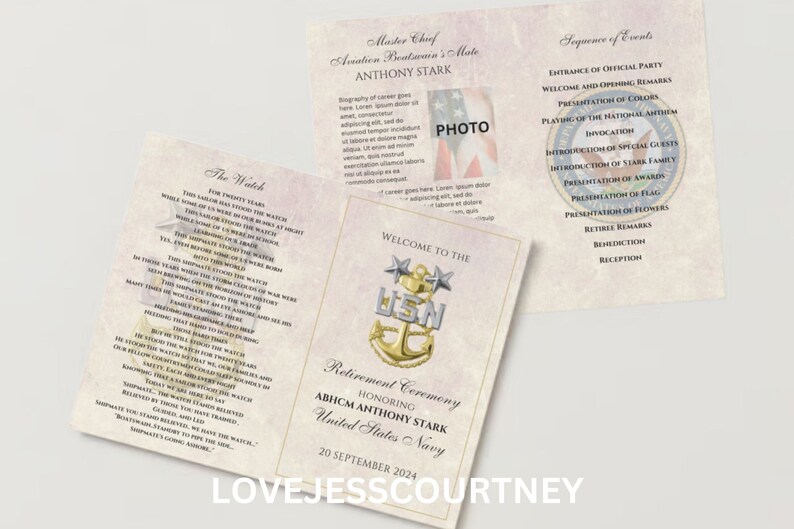 Editable Printable U.S. Navy Retirement Ceremony Program Military ...