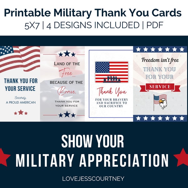 Printable Thank You Cards Military - Etsy